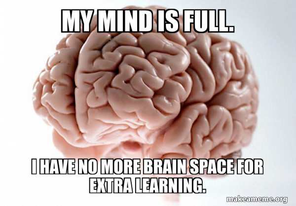 My mind is full. I have no more brain space for extra learning ...