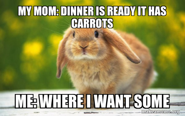 MY MOM: DINNER IS READY IT HAS CARROTS ME: WHERE I WANT SOME ...