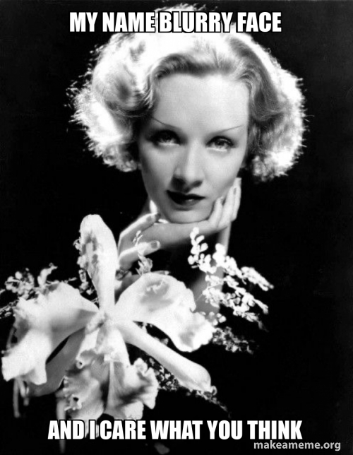 my name blurry face and i care what you think Meme Generator