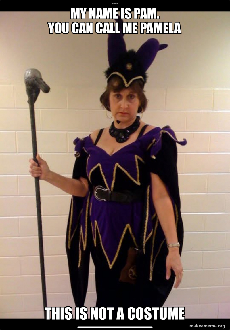 My Name is pam. You can call me pamela This is not a costume Meme Generator