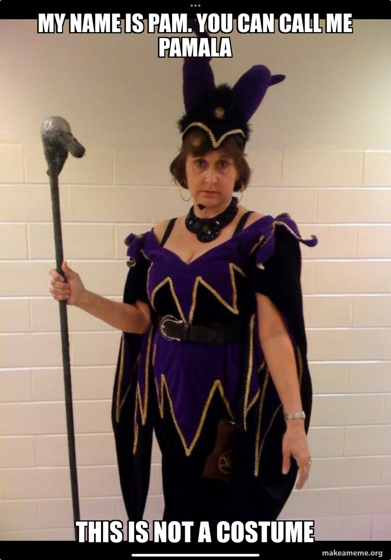 My Name is pam. You can call me pamala This is not a costume Meme Generator