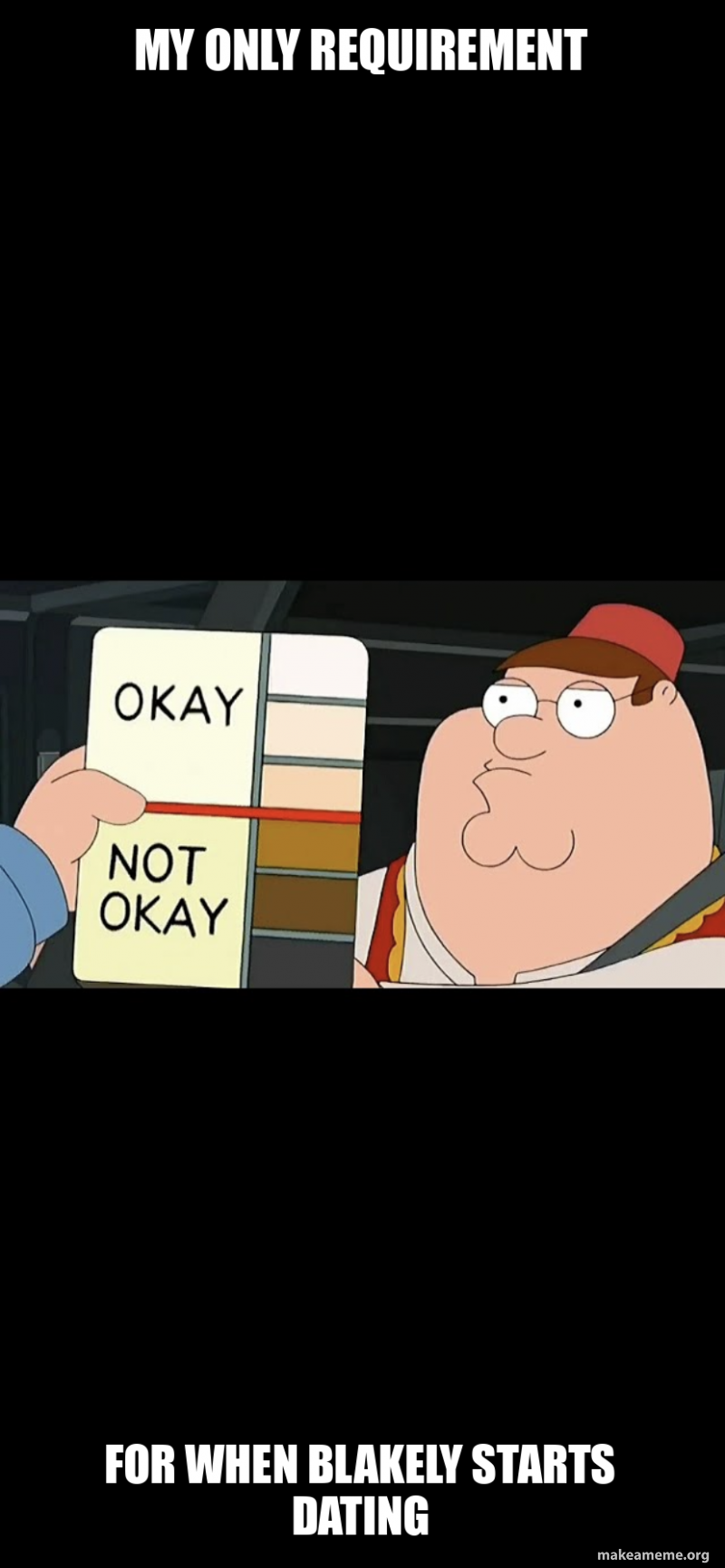 my only requirement FOR when Blakely starts dating Meme Generator