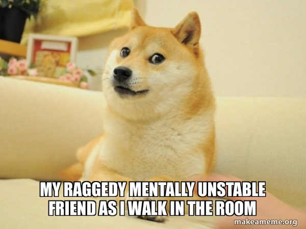 My raggedy mentally unstable friend as i walk in the room - Doge Meme ...
