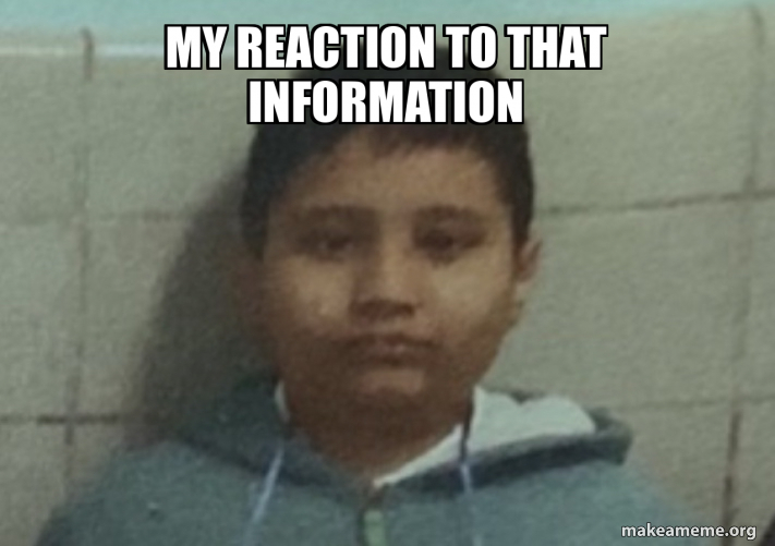 My reaction to that INFORMATION Meme Generator