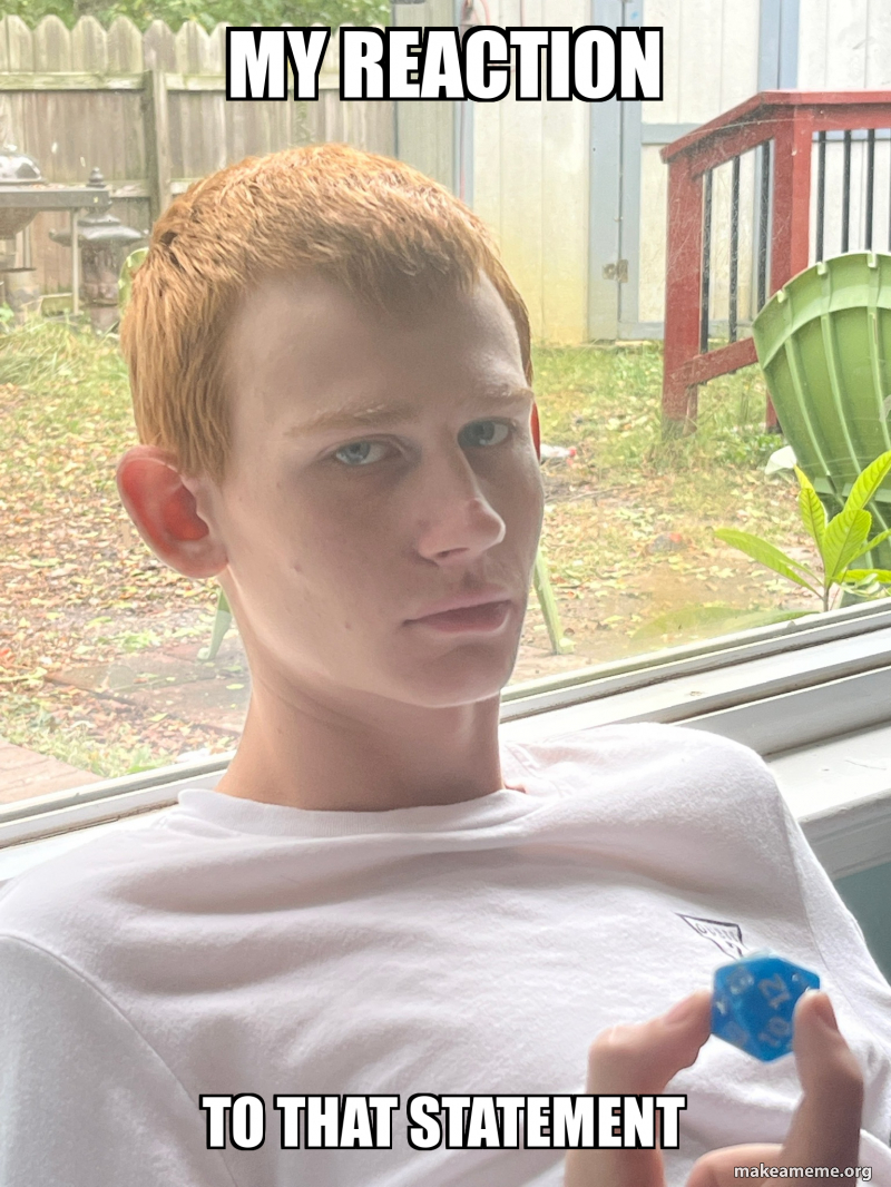 my reaction to that statement Meme Generator
