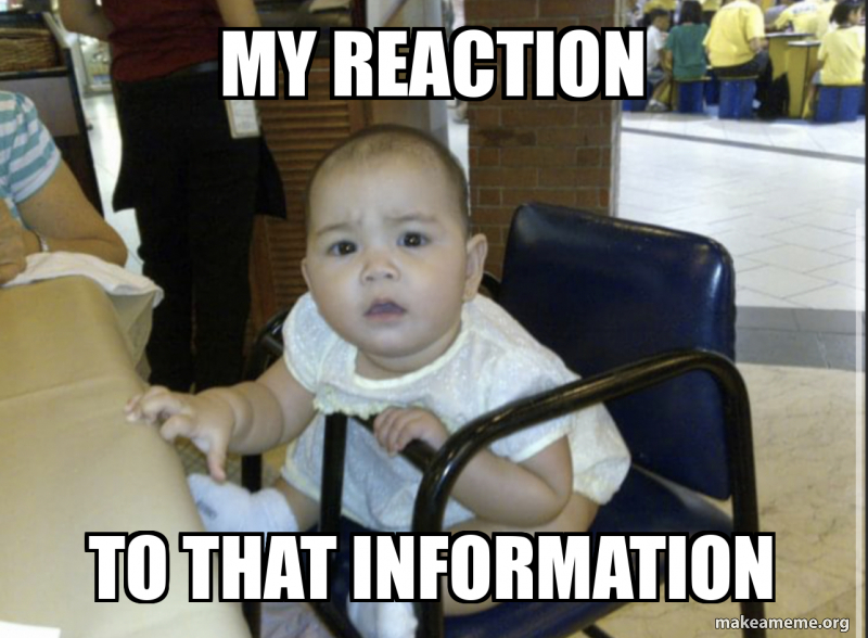 my reaction to that information Meme Generator