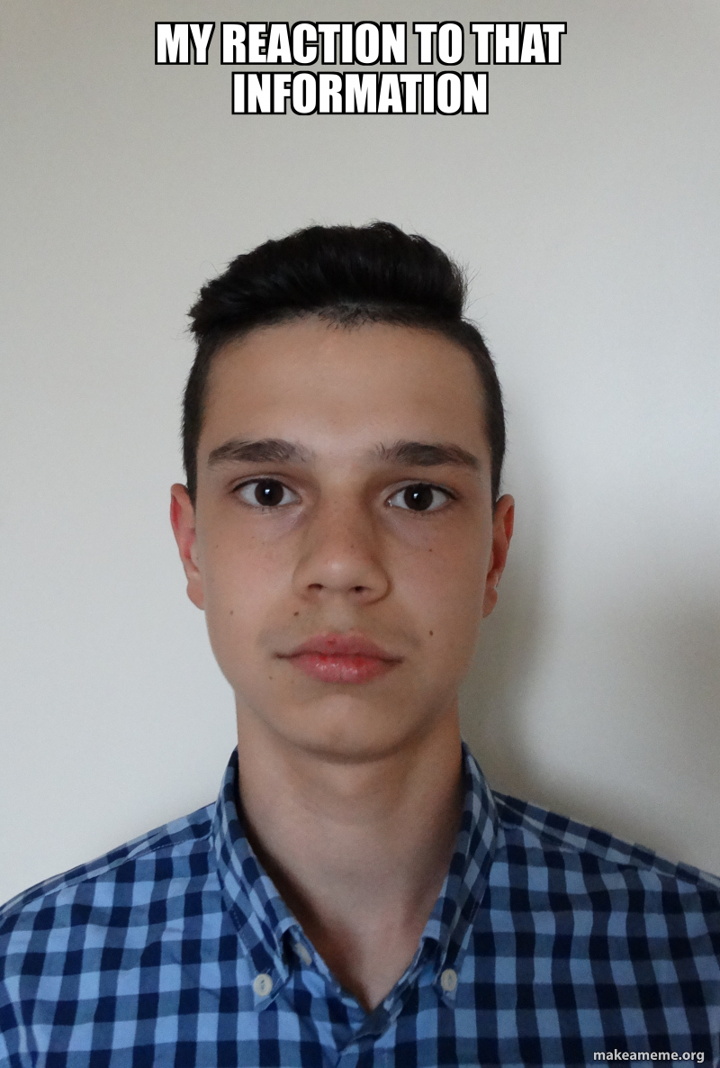 my reaction to that information Meme Generator