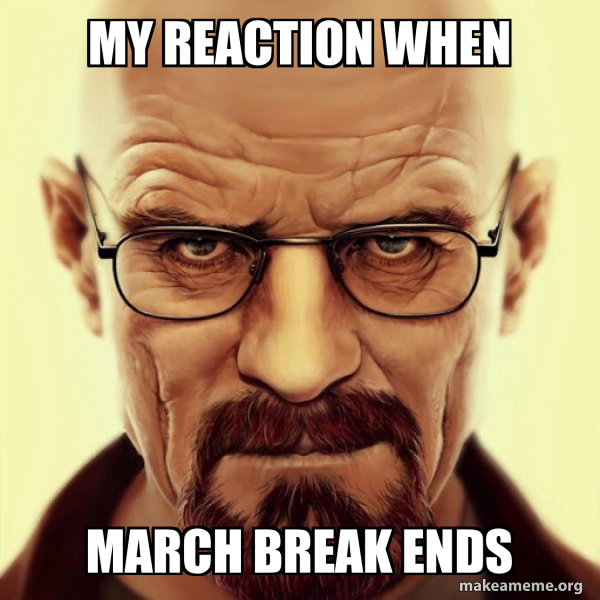 My Reaction When March Break Ends - Walter White Breaking Bad Meme ...