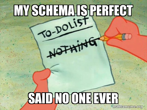 My schema is perfect Said no one ever - TO-DO List Meme Generator