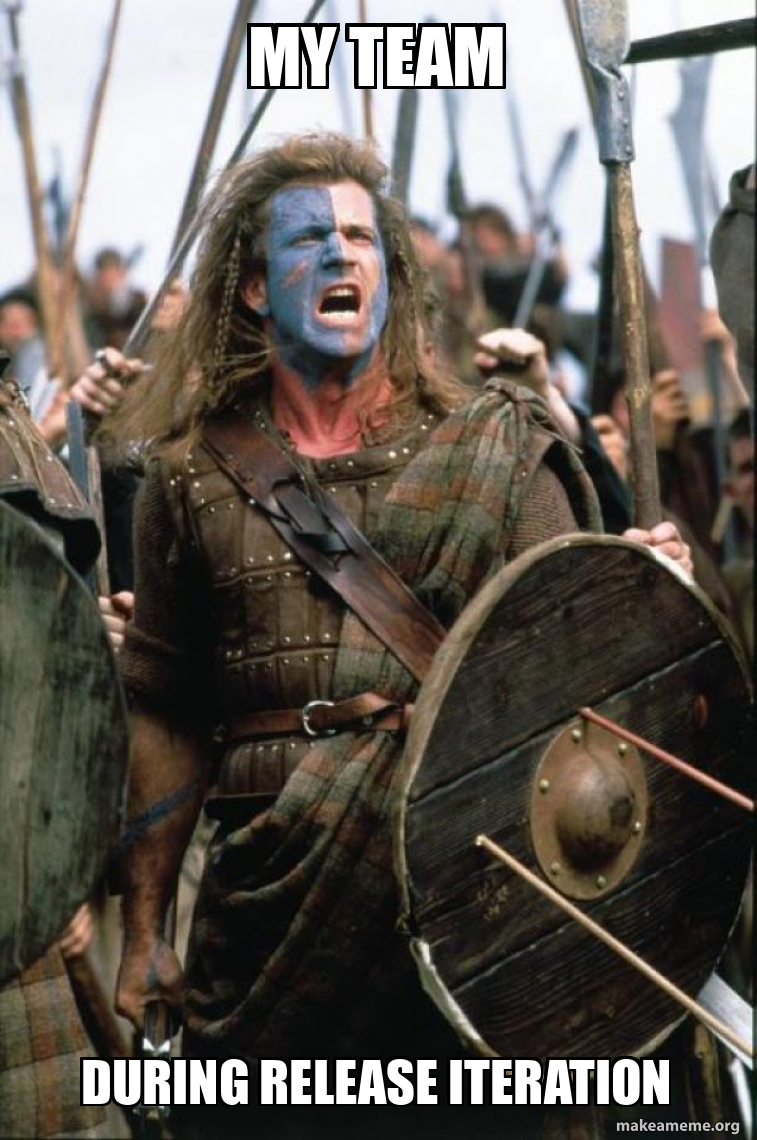 My team during release iteration - William Wallace Meme Generator