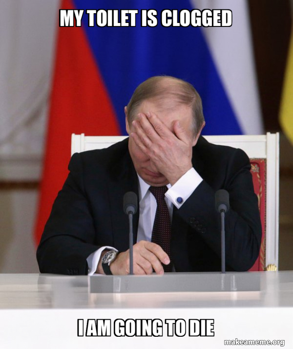 my toilet is clogged I AM GOING TO DIE - Putin Facepalm Meme Generator