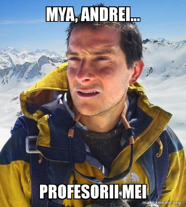 Mya, andrei... Profesorii mei - Bear Grylls Meme Generator