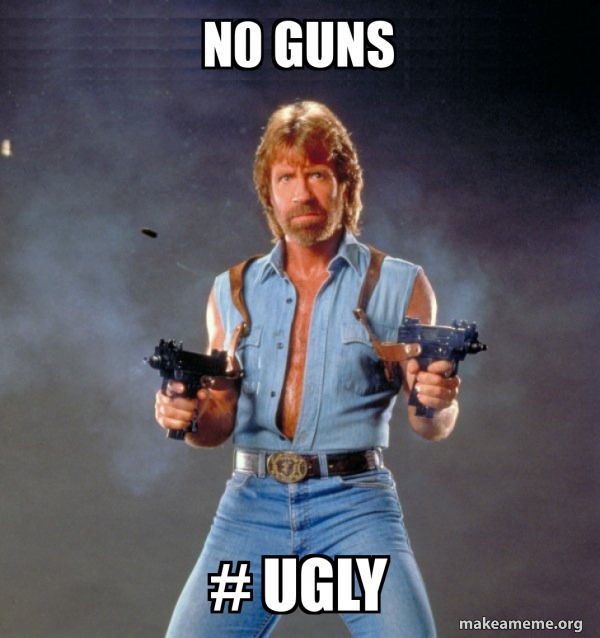 n0 guns # ugly - Chuck Norris Meme Generator
