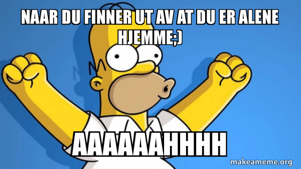 Naar du finner ut av at du er alene hjemme;) AAAAAAHHHH - Happy Homer ...