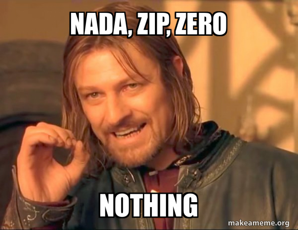 Nada, Zip, Zero Nothing - One Does Not Simply Meme Generator