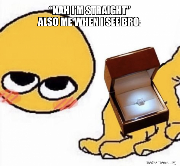 “Nah i’m straight” Also me when i see bro: Meme Generator