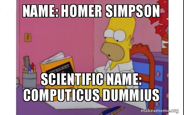 Name: Homer Simpson Scientific name: Computicus Dummius - Computer ...