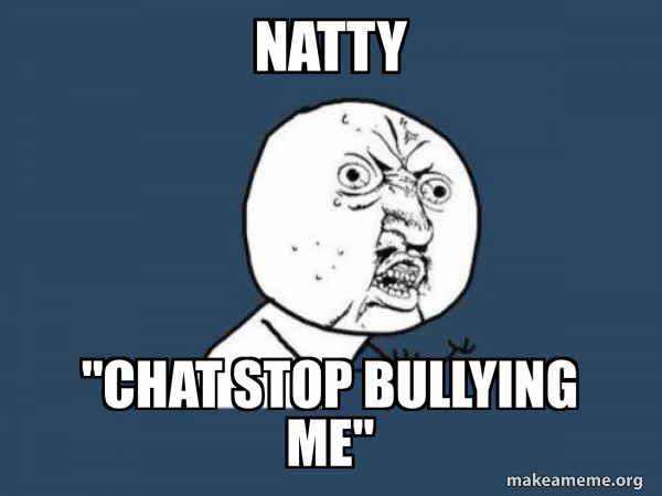 natty "chat stop bullying me" - Y U No Meme Generator