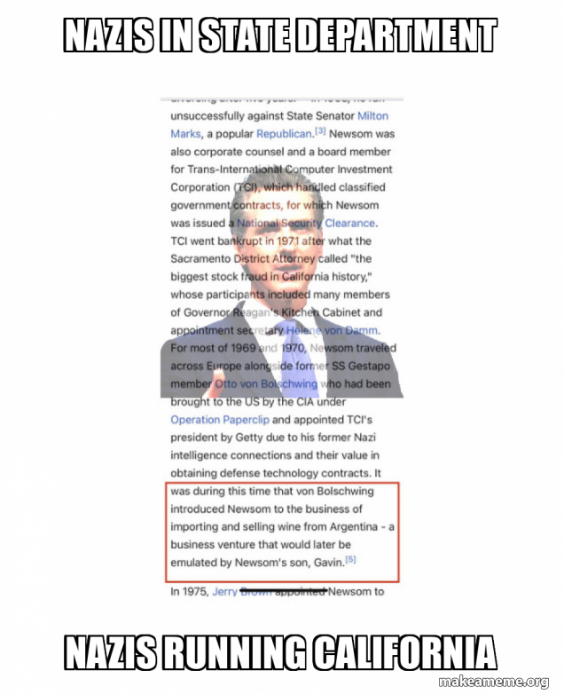 NAZIS IN STATE DEPARTMENT NAZIS RUNNING CALIFORNIA Meme Generator