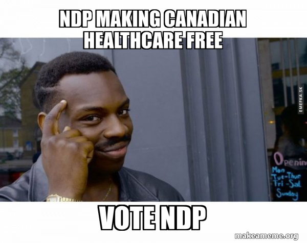 ndp making Canadian healthcare free vote ndp - Roll Safe Black Guy ...