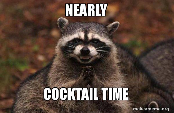 Nearly Cocktail time - Evil Plotting Raccoon Meme Generator