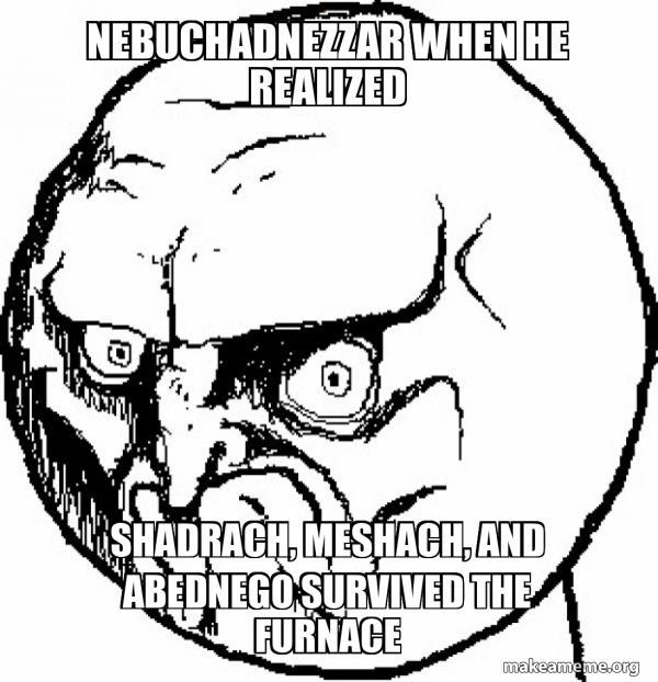 Nebuchadnezzar when he realized Shadrach, Meshach, and Abednego ...
