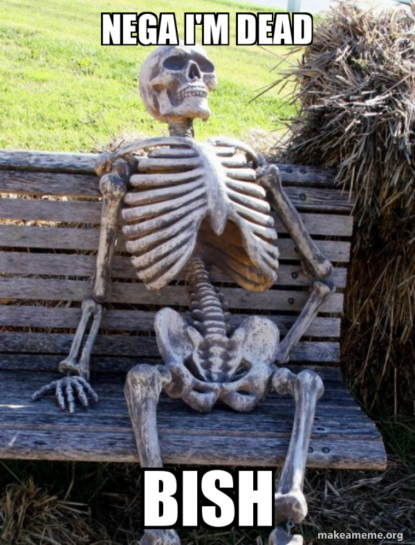 Nega I'm dead Bish - Waiting Skeleton Meme Generator
