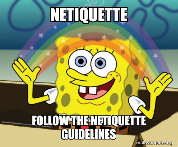 Netiquette Follow the netiquette Guidelines - Rainbow SpongeBob Meme ...