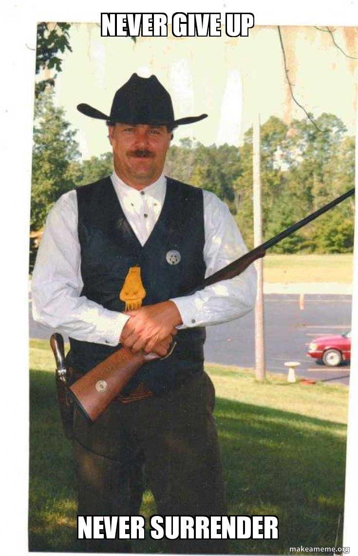 never give up never surrender Meme Generator