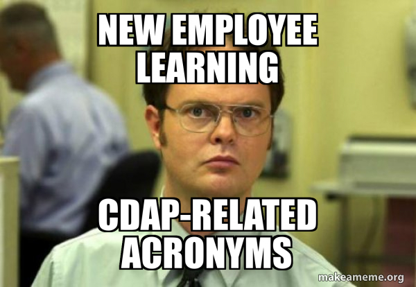 New employee learning CDAP-related acronyms - Schrute Facts (Dwight ...