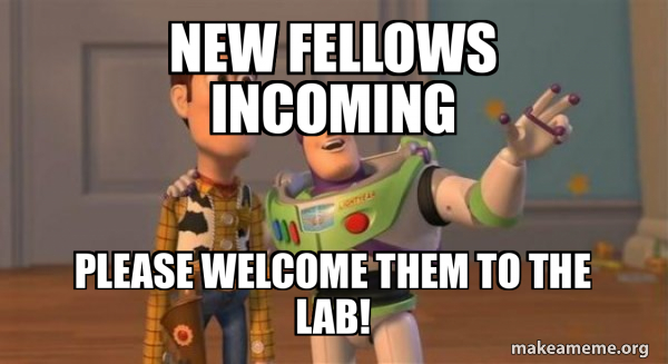 New Fellows Incoming Please welcome them to the Lab! - Buzz and Woody ...