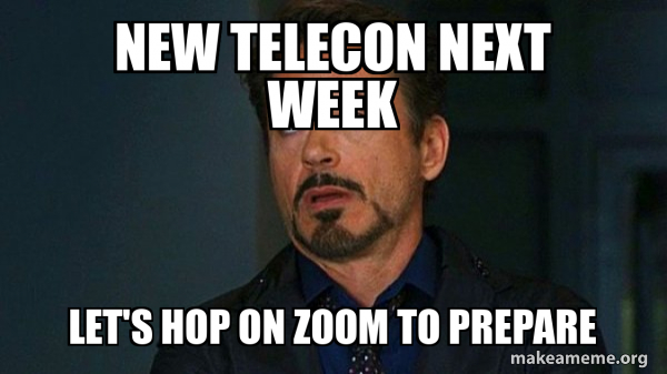 New telecon next week Let's hop on Zoom to prepare - Tony Stark Eye ...
