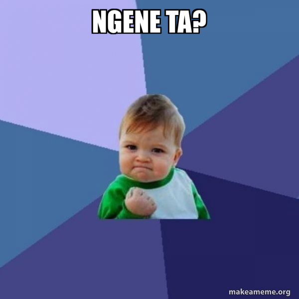 NGENE TA? - Success Kid Meme Generator