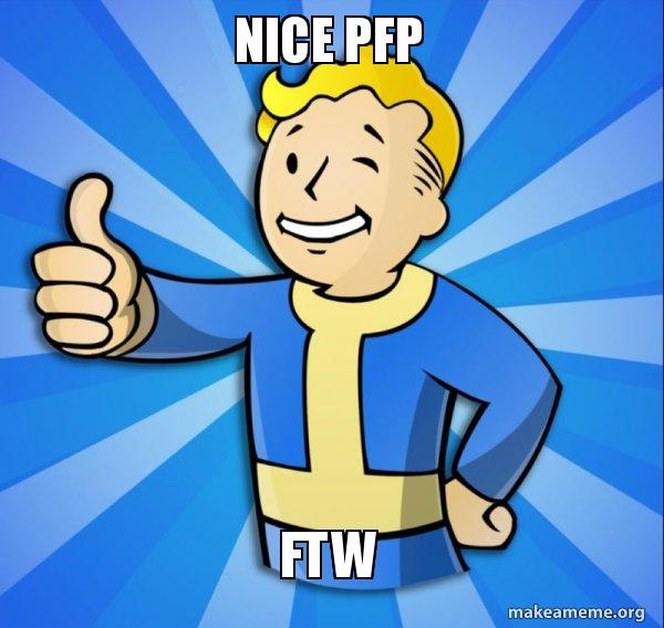nice pfp ftw - Vault Boy Fallout 4 game Meme Generator