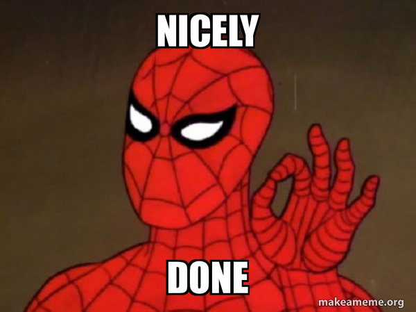 Nicely Done - Spiderman - Care factor Zero Meme Generator
