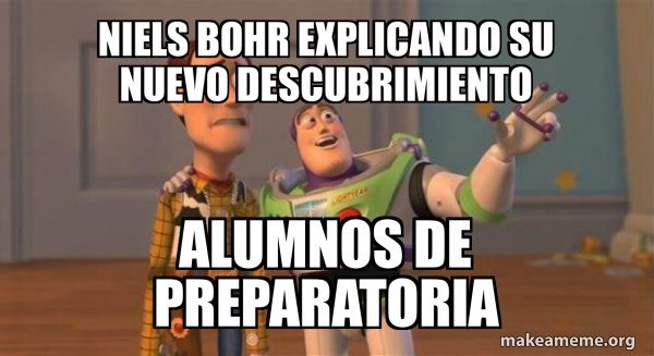 Niels bohr explicando su nuevo descubrimiento alumnos de preparatoria ...