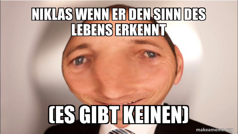 Niklas wenn er den Sinn des Lebens erkennt (Es gibt keinen) Meme Generator