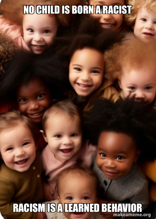 no child is born a racist racism is a learned behavior Meme Generator