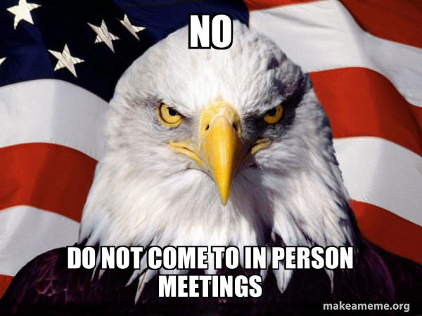 No Do not come to in person meetings - American Pride Eagle Meme Generator