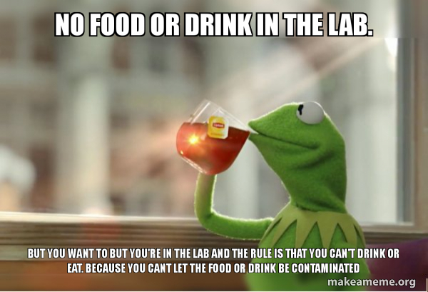 No food or drink in the lab. But you want to but you're in the lab and ...