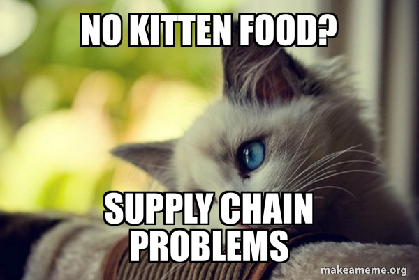 no kitten food? Supply chain problems - First World Cat Problems Meme ...