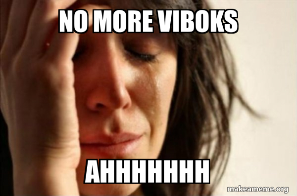 no more viboks ahhhhhhh - First World Problems Meme Generator