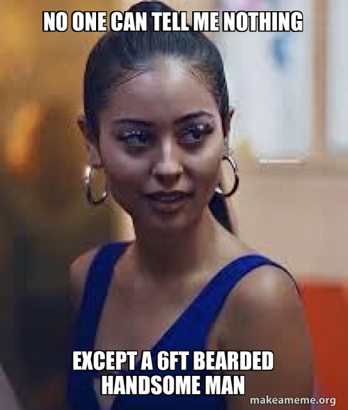 No one can tell me nothing Except a 6ft bearded handsome man Meme Generator