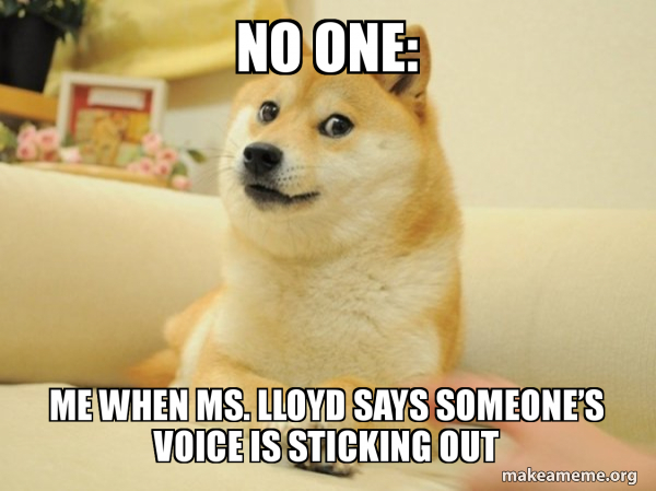 No one: Me when Ms. Lloyd says someoneâ€™s voice is sticking out - Doge ...