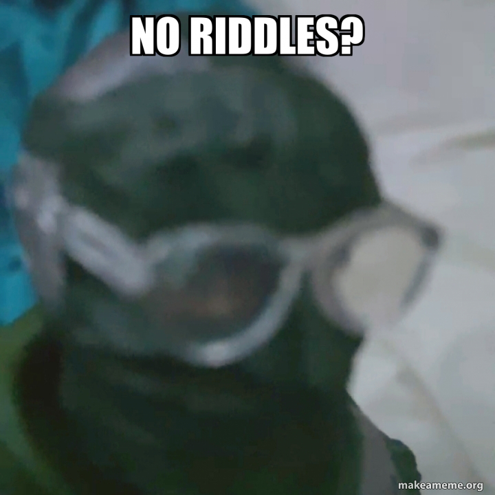 NO RIDDLES? Meme Generator