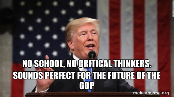 No school, no critical thinkers. Sounds perfect for the future of the ...