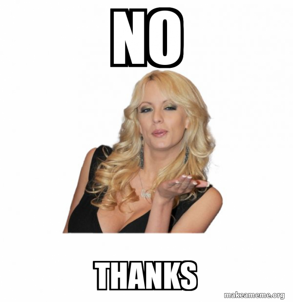 no thanks - Stormy Daniels Meme Generator