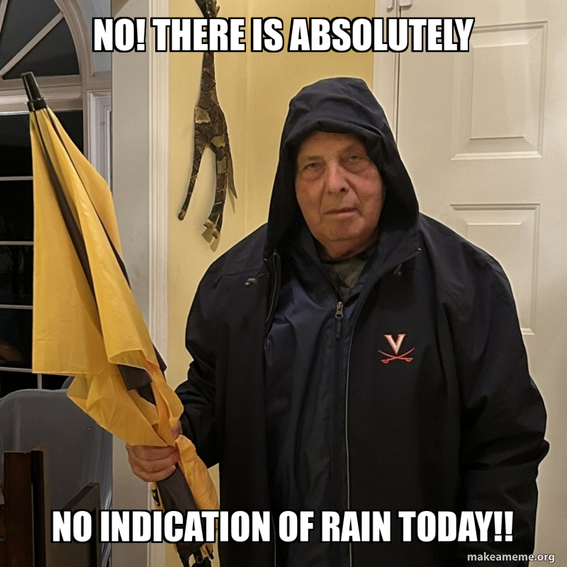 No! There is absolutely No indication of rain today!! Meme Generator