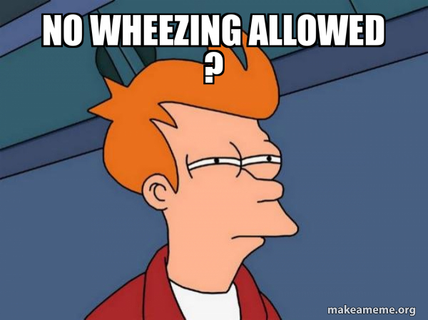 no wheezing allowed ? - Futurama Fry Meme Generator