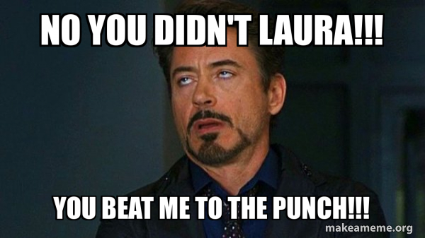 No you DIDN'T LAURA!!! You beat me to the punch!!! - Tony Stark Eye ...